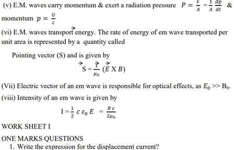 Cbse Class 12 Physics Electromagnetic Waves Formulae Cbse Class 12 Physics Electromagnetic Waves Formulae