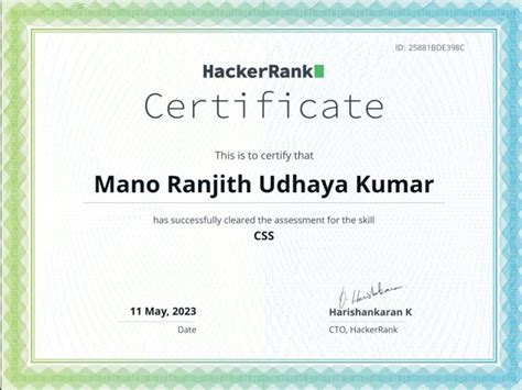 Mano Ranjith Udhaya Kumar On Linkedin Css Hackerrank