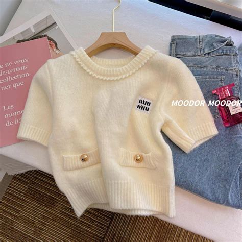 Футболка Miu Miu размер 44 цвет белый Вискозное волокно 80