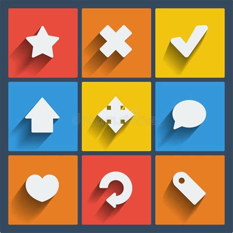 Flat Ui Design Elements Set Of Basic Web Icons Stock Vector