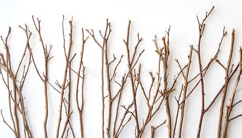 Many Dry Tree Twigs On White Background Stock Image Image Of Organic