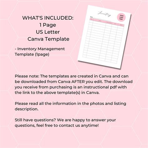Editable Inventory Management Form Inventory Tracker PDF Etsy