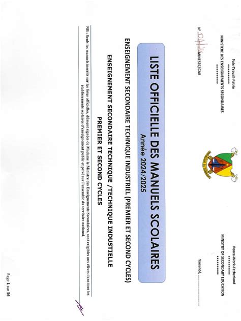 Listes Officielles Minesec 2024 2025 Enseignement Technique Pdf