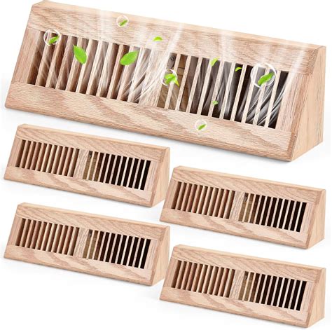 Glooglitter 4 Pcs 15 Inch Wooden Baseboard Register Vent Diffuser Finished Floor Vent Cover
