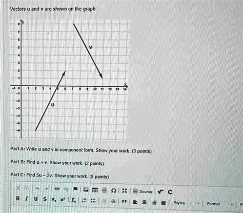 solved vectors and jte shown in the graph part a write u and v in