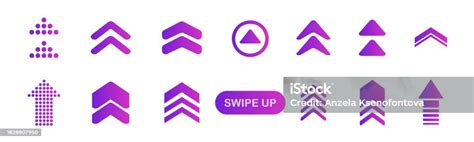소셜 미디어용으로 설정된 위로 스와이프 버튼 위쪽 화살표를 스크롤합니다 소셜 미디어 응용 프로그램을 위한 버튼 및 웹 아이콘 벡터 일러스트 레이 션 윗화살표에 대한 스톡