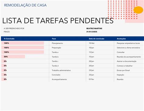 Modelo De Lista De Verificacao De Tarefas Excel Planilha De Controle