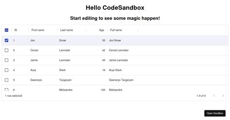 Material Ui Datagrid Examples Codesandbox