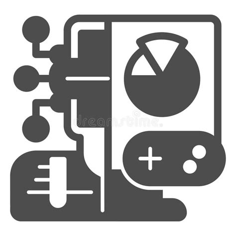 Non Player Character Bot With Game Joystick Solid Icon Neural Network Concept Vector Graphics