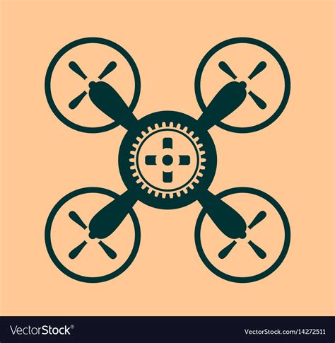 Drone Quadrocopter Icon Cog Wheel Symbol Vector Image