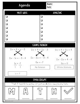 Variables On Both Sides Word Problems Agenda Vocabulary Check TPT
