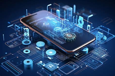 Premium Ai Image Schematic Of A Mobile Device Showing Digital Components