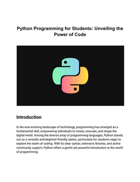 Python Programming Introduction For Students Pptx