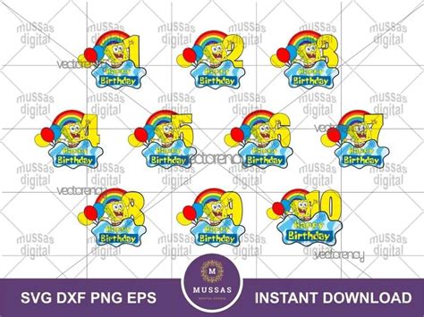 Spongebob Birthday Number 1 10 Svg Vectorency