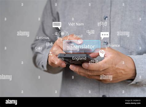 Ai Powered Language Translate App Concept A Person Holds Smartphone