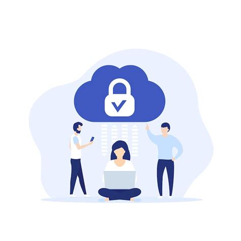 Premium Vector Secure Cloud Access Protected Hosting Vector Illustration With People