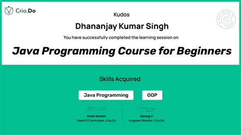 Javaprogramming Learningjourney Criodo Softwaredevelopment Dhananjay Singh Dks