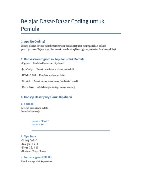 Belajar Dasar Dasar Coding Lengkap Pdf