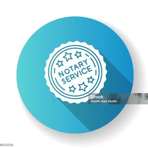 공증 서비스 스탬프 마크 블루 플랫 디자인 긴 그림자 문표 아이콘 아포스티유 및 합법화 공증 공증된 문서입니다 유효성 검사 확인