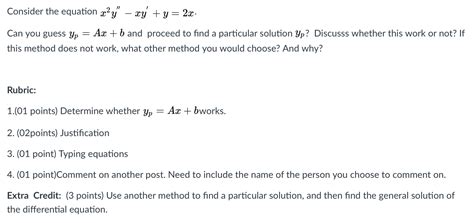 Solved Consider the equation xạy xy y x Can you Chegg com