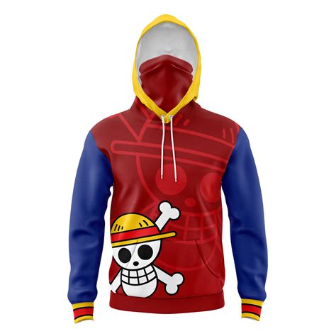 Animedwarf Luffy Straw Hat One Piece Masked Hoodie Animedwarf