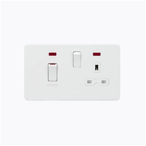 45A DP Switch And 13A Switched Socket With Neons Matt White Evolution Electronics
