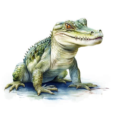 Detailed Watercolor Crocodile Illustration • Promptden