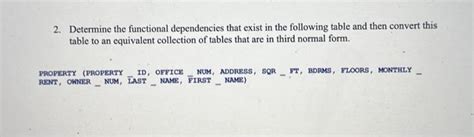 solved 2 determine the functional dependencies that exist