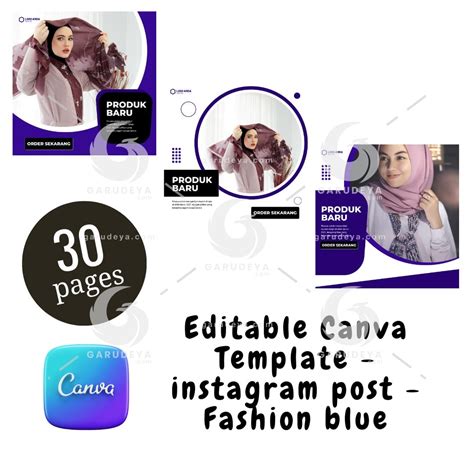 Editable Canva Template Instagram Post Template Fashion Blue