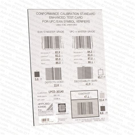 Gs1 Calibrated Conformance Standard Test Card For Datamatrix 2d Bar Code Verifiers Auto Id