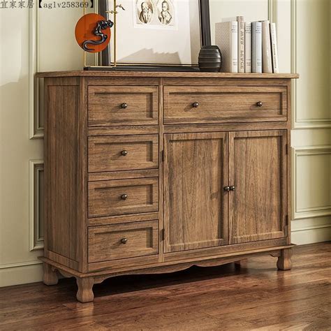 美式斗櫃 實木收納 儲物櫃 客廳靠牆 小櫃子 卧室 五斗餐邊櫃 置物架 家用 櫃子 櫃子 蝦皮購物