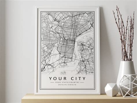 Custom Map Location Map Personalized Ts Any City Map Etsy