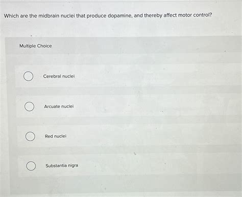 Solved Which Are The Midbrain Nuclei That Produce Dopamine