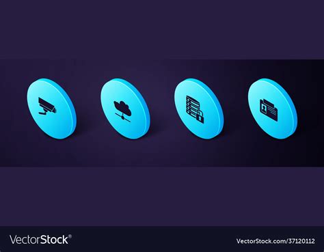 Set Isometric Identification Badge Server Vector Image