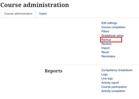 How To Backup Your Moodle Courses Moodle Resource Center
