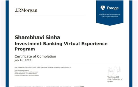 Shambhavi Sinha On Linkedin Investmentbanking Jpmorgan Forage