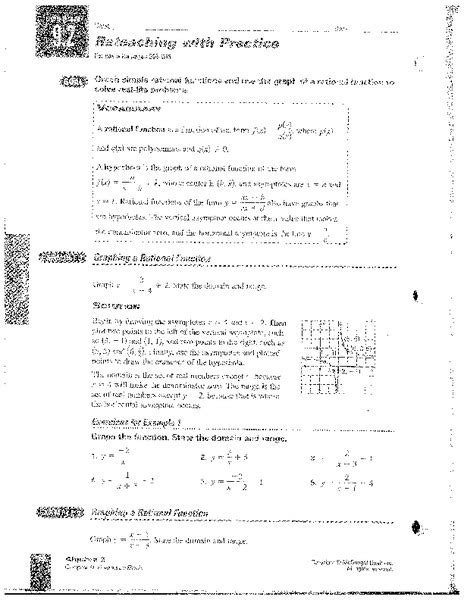 Graphing Rational Functions Worksheet For 11th Grade Lesson Planet