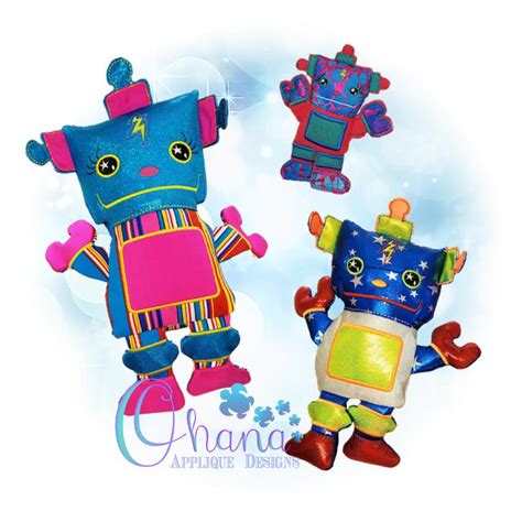 Robot Stuffie Embroidery Design Ohana Applique Designs Robot Stuffie Embroidery Design Ohana Applique Designs