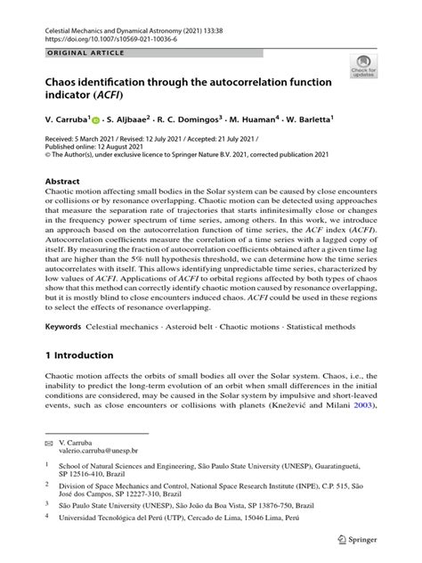 34 Chaos Identification Through The Autocorrelation Function Indicator