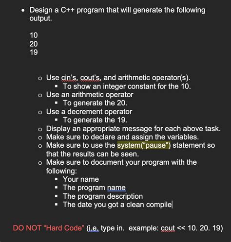 Solved Design A C Program That Will Generate The