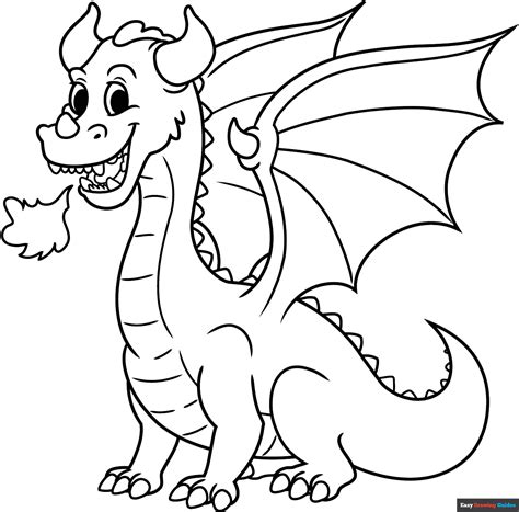 Cartoon Dragon Coloring Page Easy Drawing Guides
