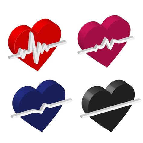 Premium Vector 3d Illustration Heartbeat Line And Ecg Ekg Signal Set