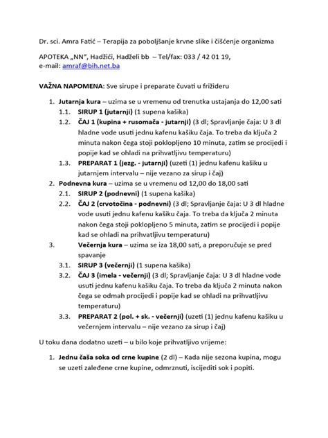 Dr Sci Amra Fatić Terapija Za Poboljšanje Krvne Slike Pdf