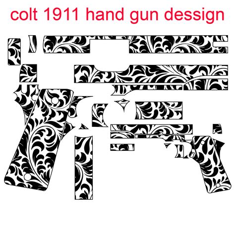 Colt 1911 Handgun Grip Scroll Pattern Svg Laser Engraving Ve Inspire Uplift