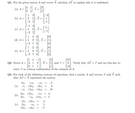 [solved] q1 for the given matrix a and vector b calculate ab or