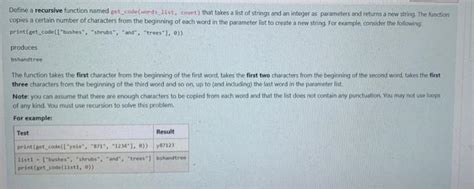 Solved Define A Recursive Function Named Getcodewords