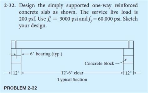 Solved 2 32 Design The Simply Supported One Way Reinforced