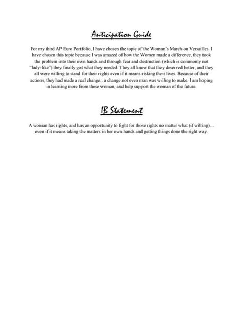 Anticipation Guide Ib Statment Docx