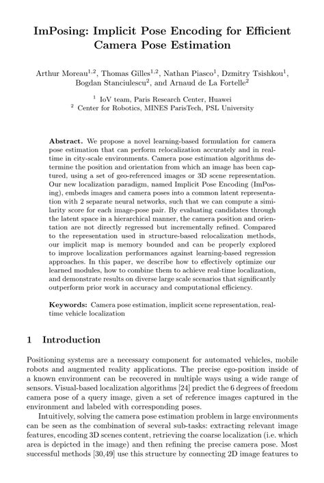 Pdf Imposing Implicit Pose Encoding For Efficient Camera Pose Estimation