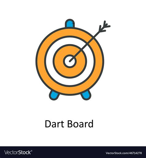 Dart Board Fill Outline Icons Simple Stoc Vector Image